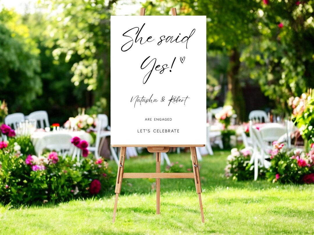 She Said Yes Sign Engagement Sign PRINTED + SHIPPED, Minimalist Decor ...