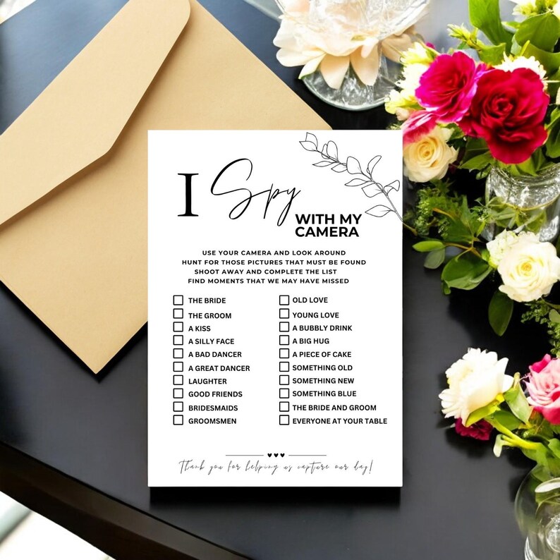 I Spy Camera Wedding Game: Printable Reception Activity (PDF) - Etsy