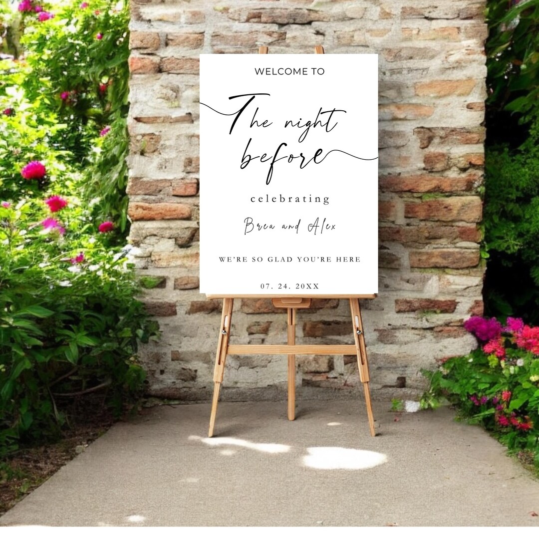 Rehearsal Dinner Welcome Sign, the Night Before Sign, Modern Minimalist ...
