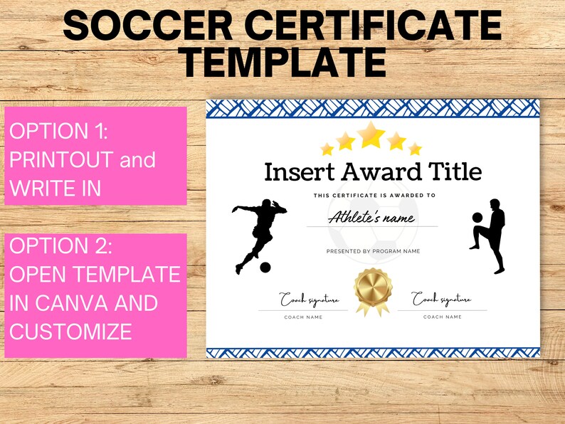 Soccer Award Certficate Editable Canva Template End of Season Team ...