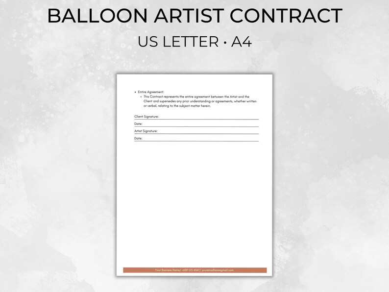Balloon Business Contract Template | Editable Template - Etsy