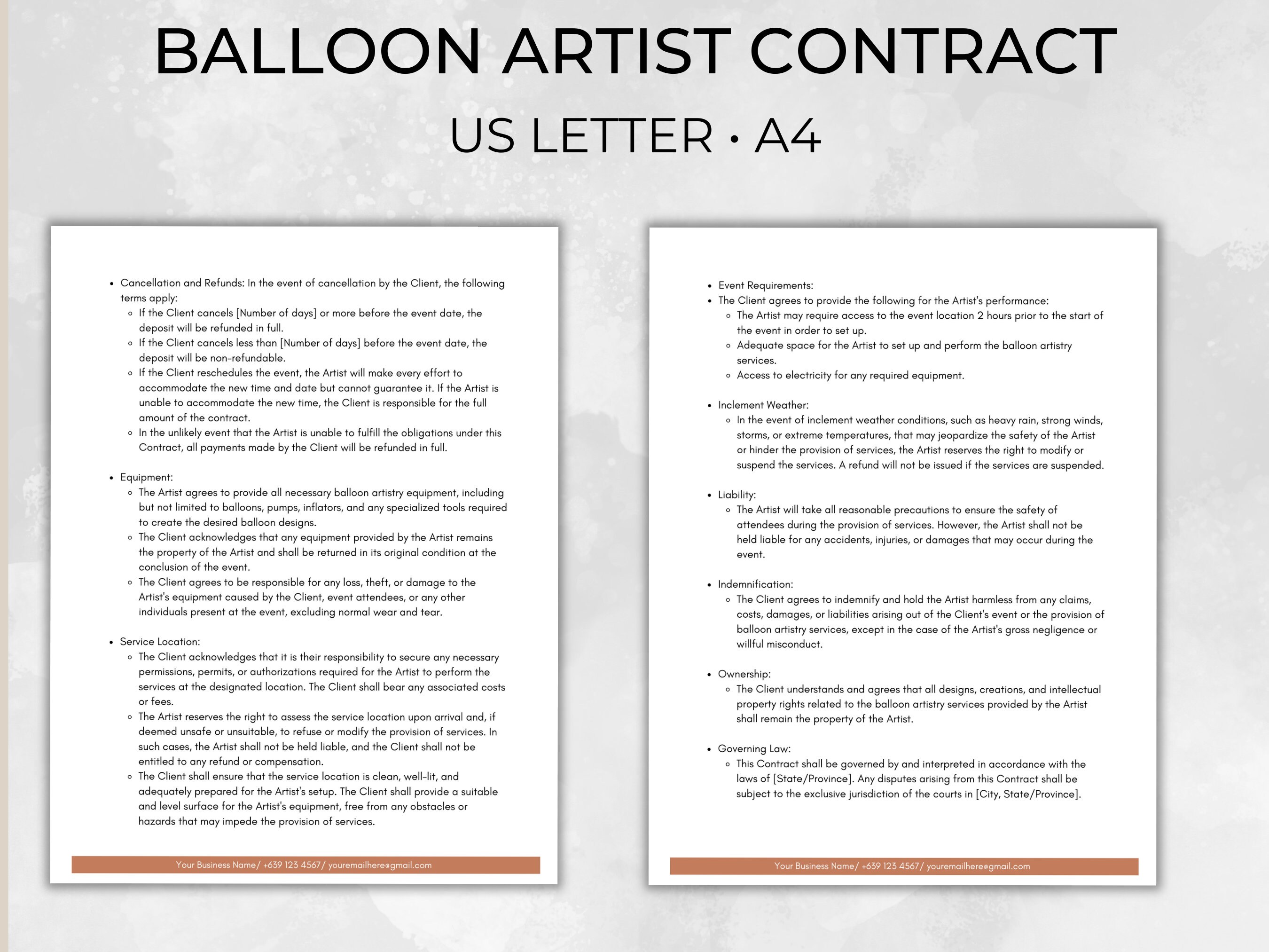 Balloon Business Contract Template | Editable Template - Etsy