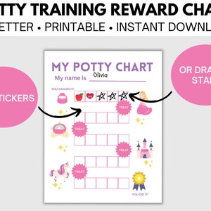 Princess Potty Training Reward Chart | Potty Sticker Chart | Instant ...