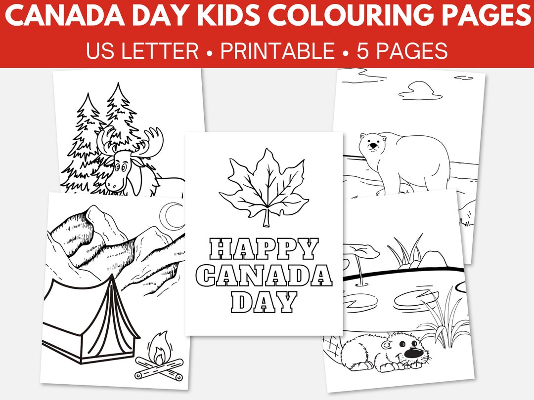 Canada Day Kids Colouring Pages - Etsy