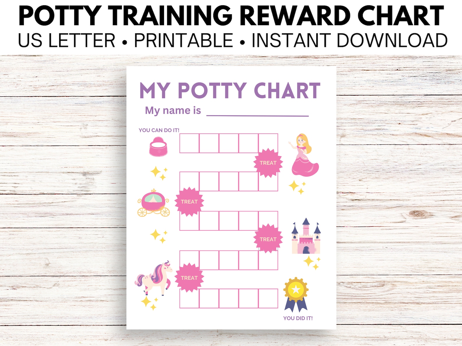 Princess Potty Training Reward Chart | Potty Sticker Chart | Instant ...