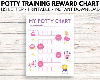 Printable Princess Potty Chart, Toddler Potty Training, Kids Sticker ...