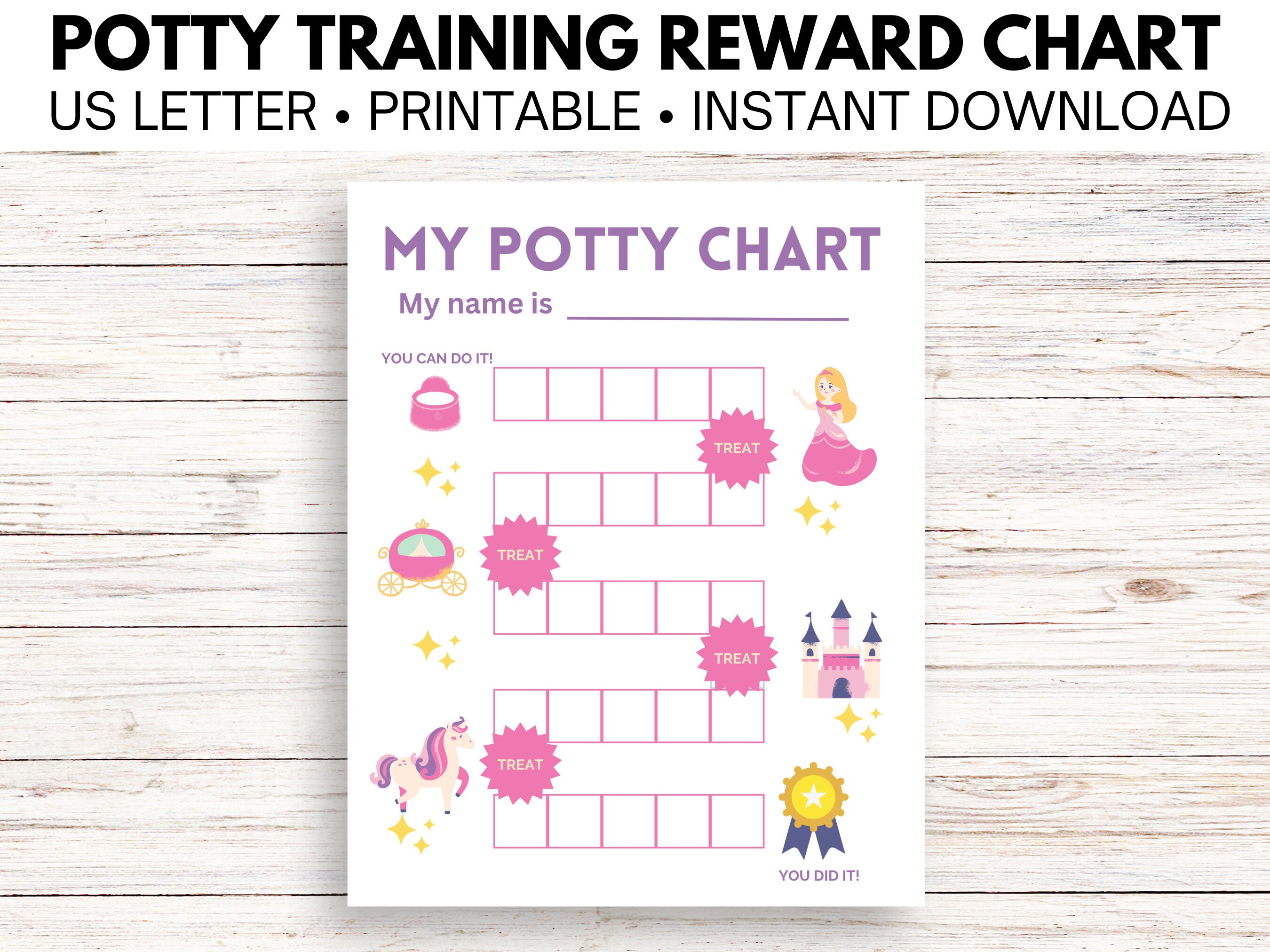 Princess Potty Training Reward Chart | Potty Sticker Chart | Instant ...