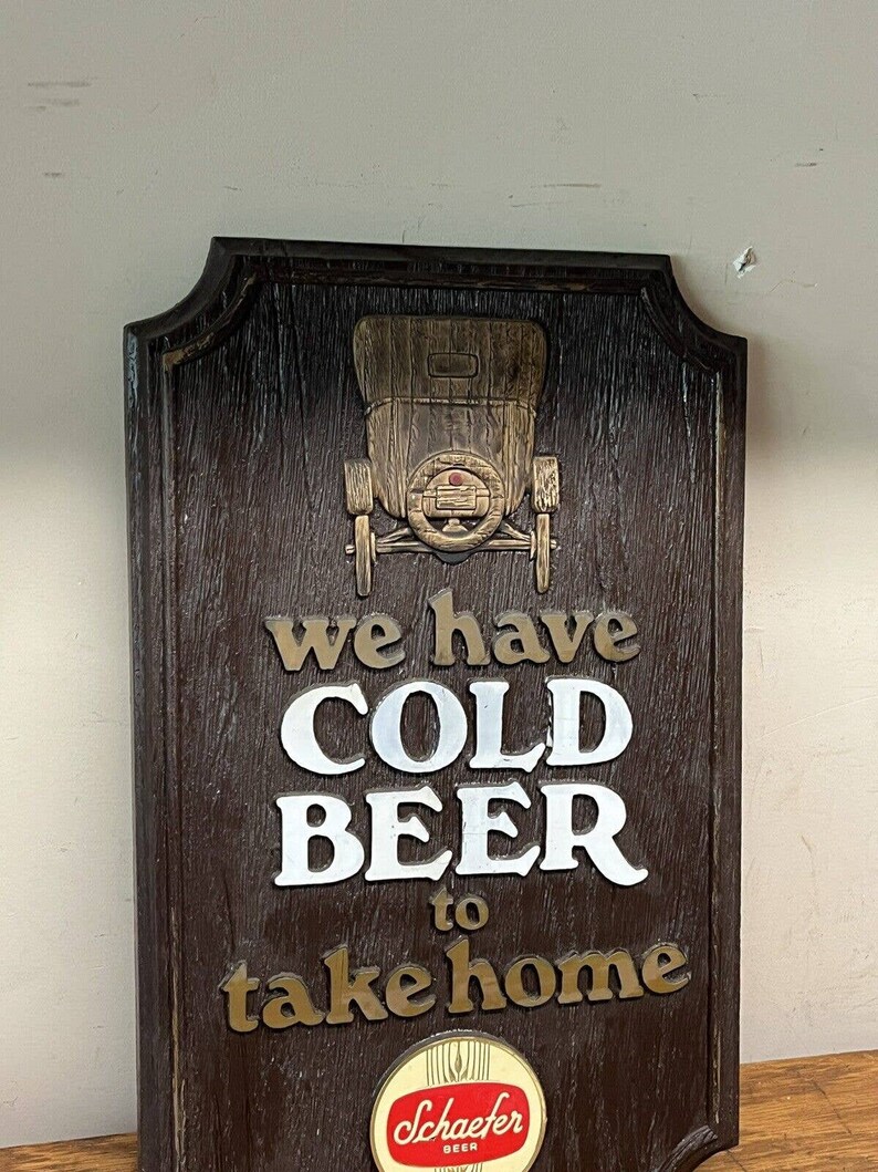 Rare Vintage Schaefer Beer Sign 20 1/2x12 Plastic With Wood Look COLD ...