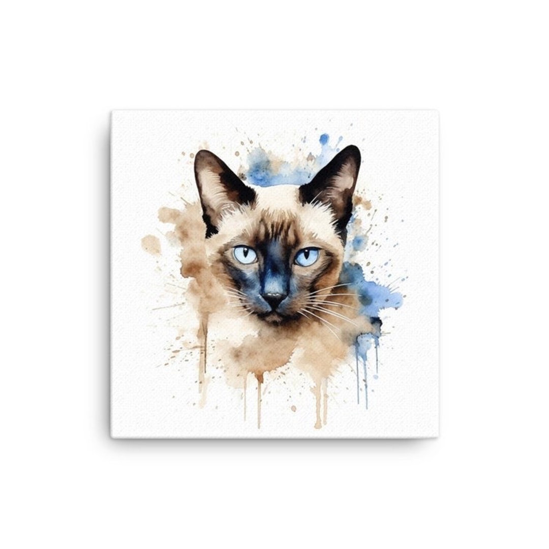 Siamese Cat Print | Wall Art | Watercolour | Pet Portrait | Canvas ...