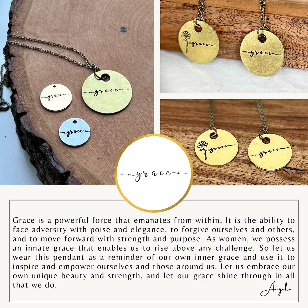 Grace, Laser Engraved Necklace Pendant, Gift for Her, Gift for Mom ...