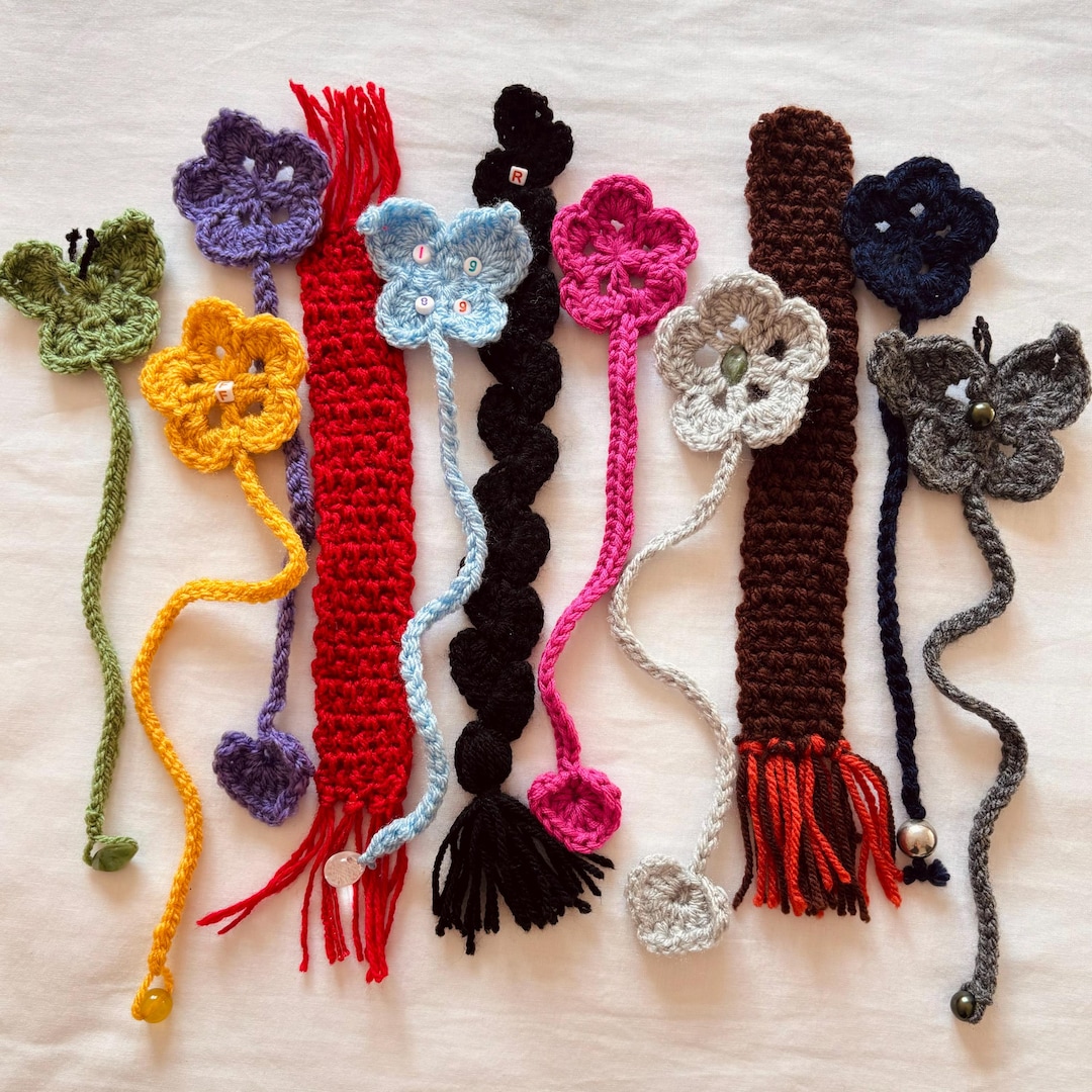 Eras Crochet Bookmarks Handmade Flower, Butterfly, Braided Bookmark ...
