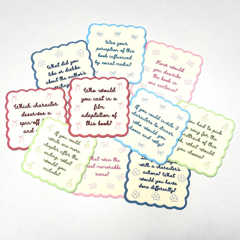 Book Club Cue Cards | Discussion Cards | Ice-breaker Questions | Book ...