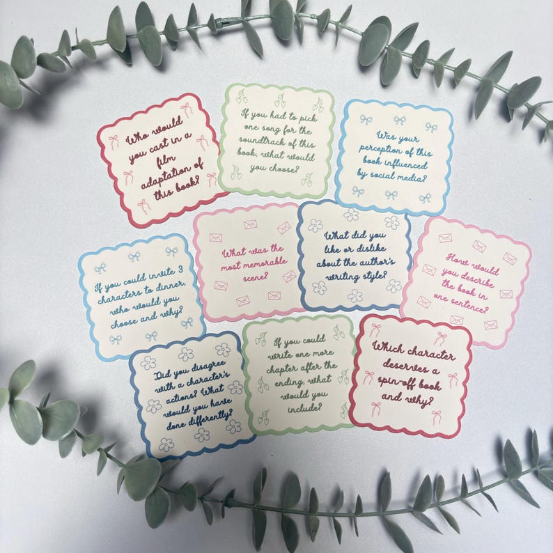 Book Club Cue Cards | Discussion Cards | Ice-breaker Questions | Book ...