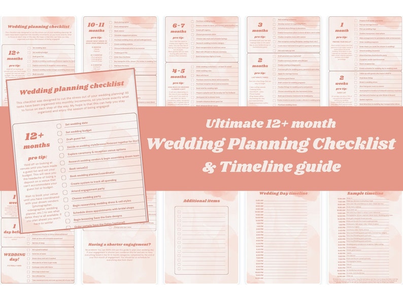 Ultimate 12+ Month Wedding Planning Checklist & Timeline Guide, Sample ...