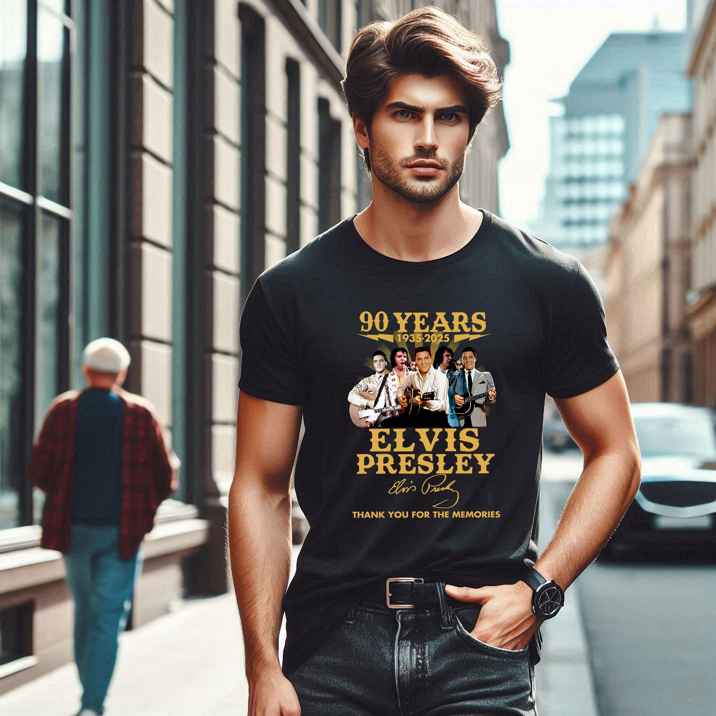 Elvis Presley 90th Birthday T-shirt, 1935-2025 Tribute Tee Elvis Presley 90th Birthday T-shirt, 1935-2025 Tribute Tee