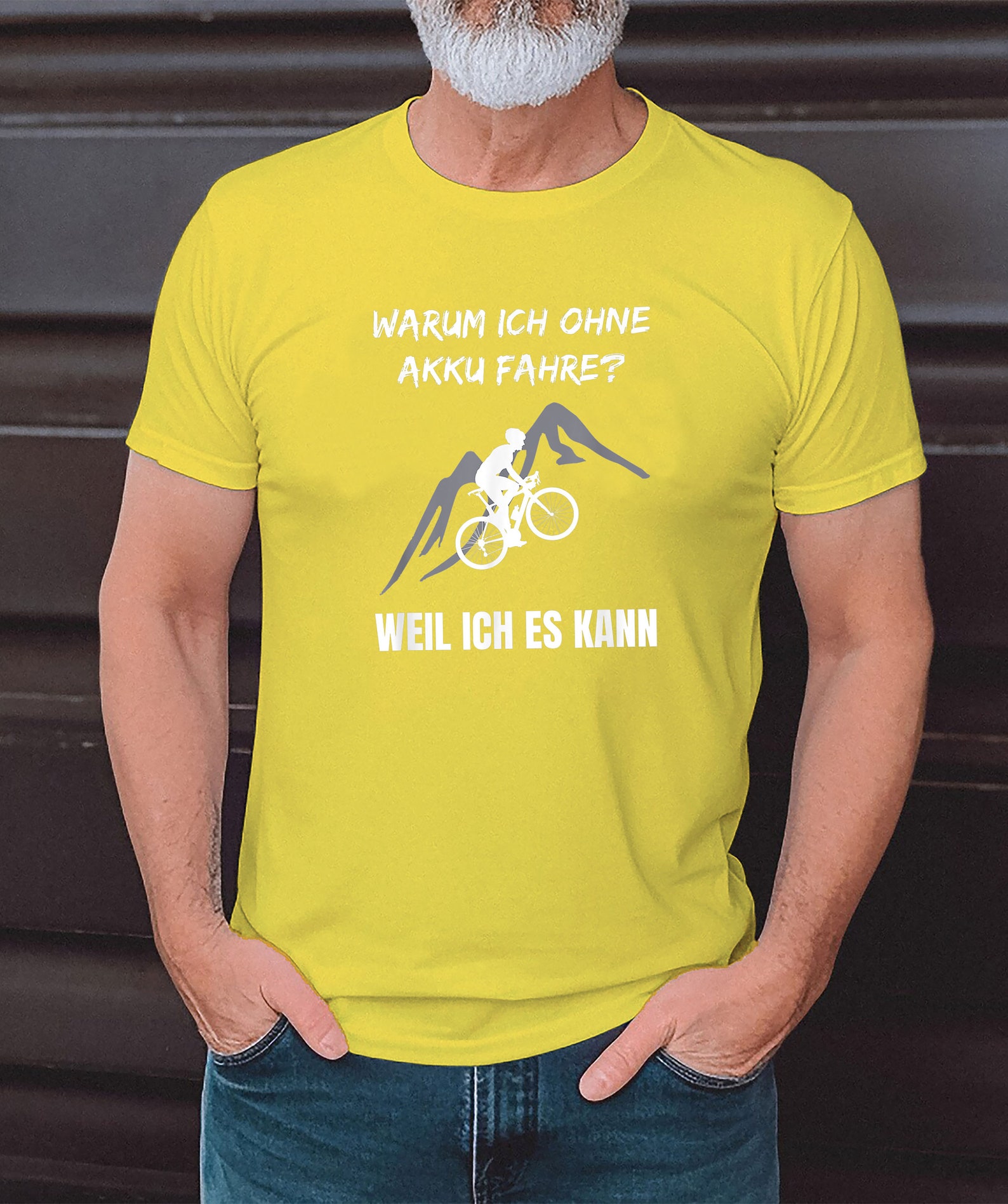 Lustiger Radfahrer Spruch Warum Ich ohne Akku fahre Fahrrad T-Shirt ...