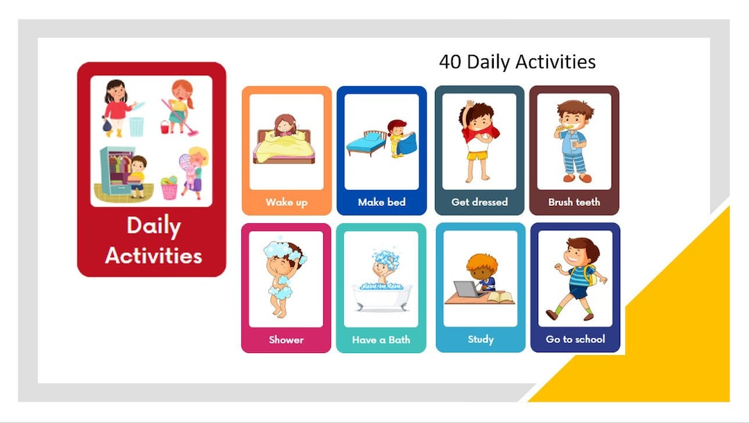 Daily Activities Flashcard for Toddler to Learn Chores and Activities ...