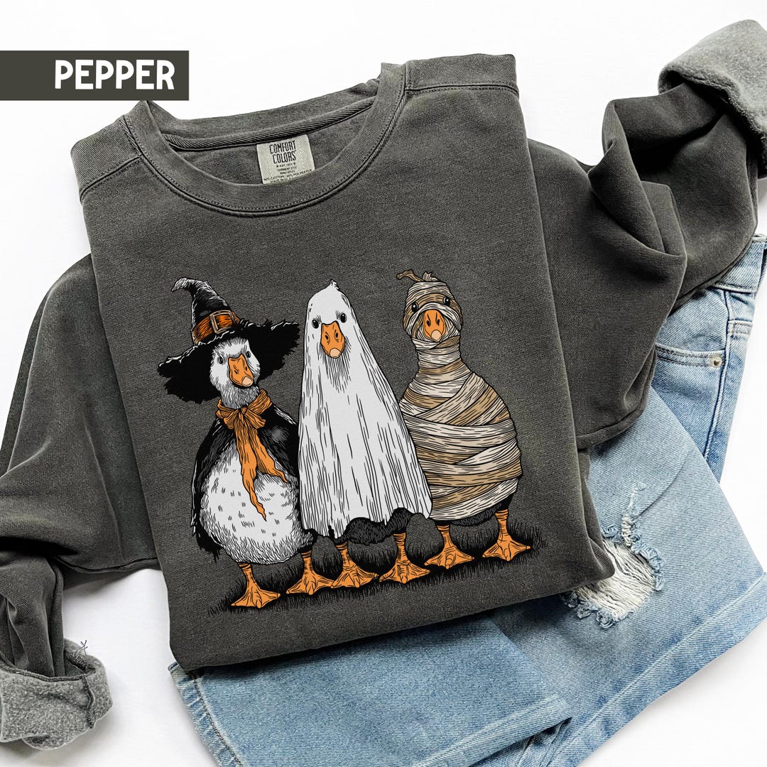 Vintage Halloween Goose Comfort Colors Sweatshirt: Ghost Witch and ...