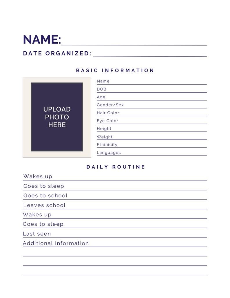 If I Go Missing Folder TEMPLATE for Emergency Preparedness Digital ...