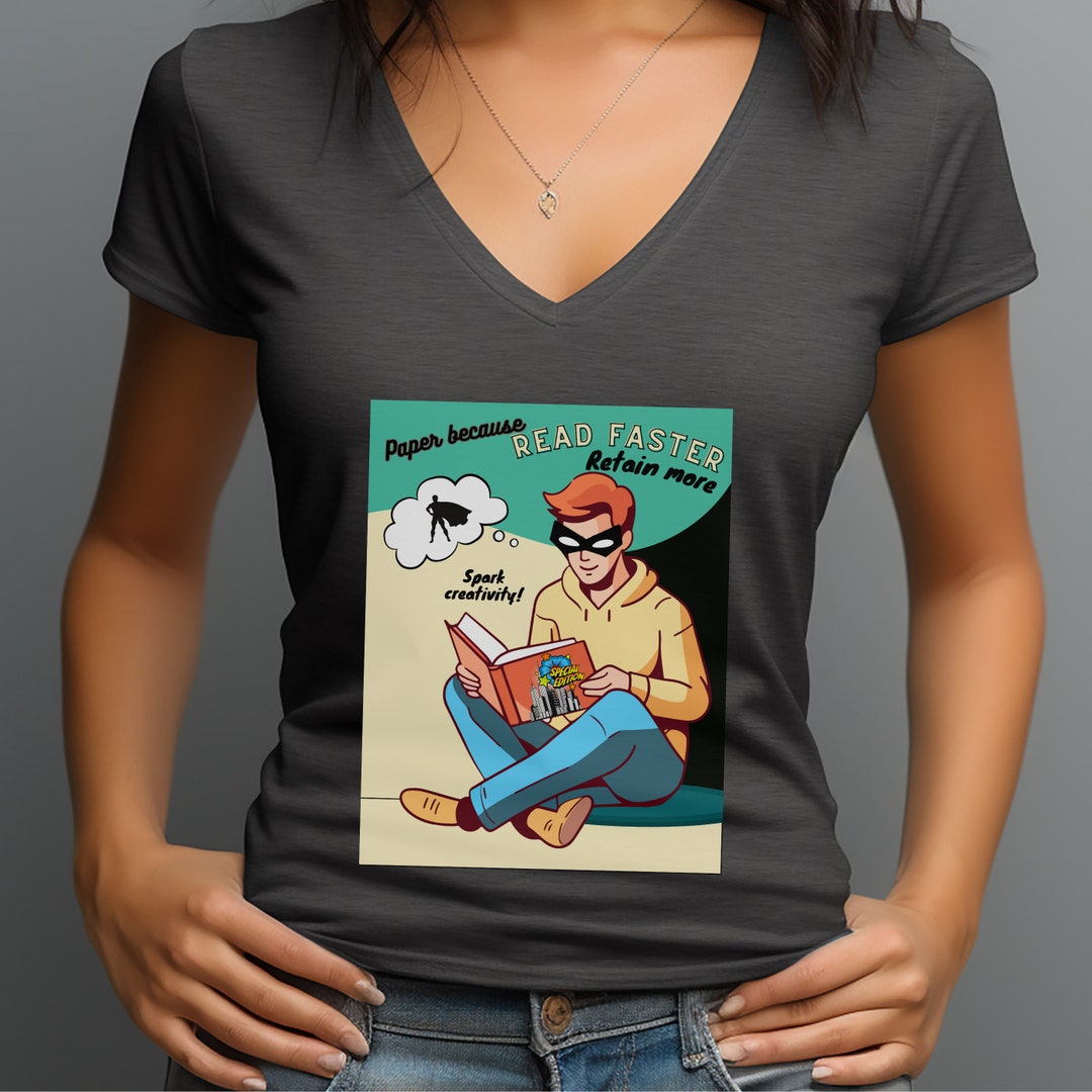SUPERHERO Reading Book TSHIRT Available in Different Sizes - Deep VNECK ...