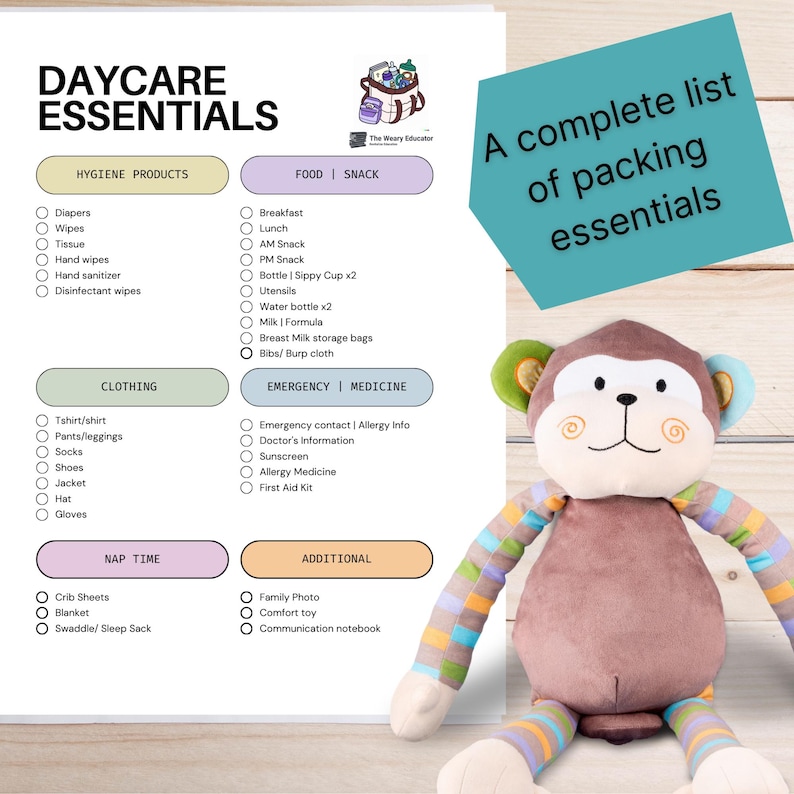 Daycare Packing List: Minimalist Checklist (digital Download) - Etsy