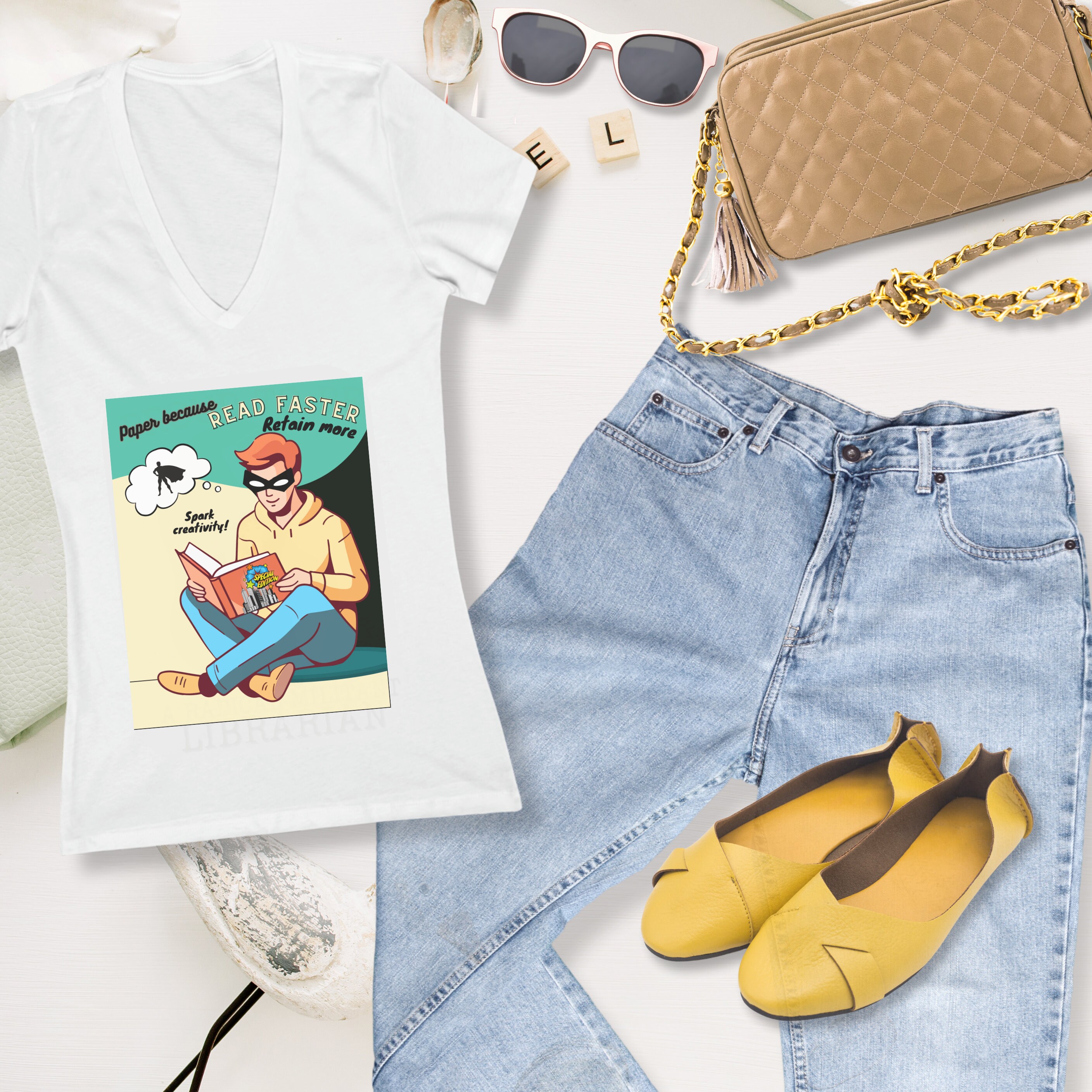 SUPERHERO Reading Book TSHIRT Available in Different Sizes - Deep VNECK ...