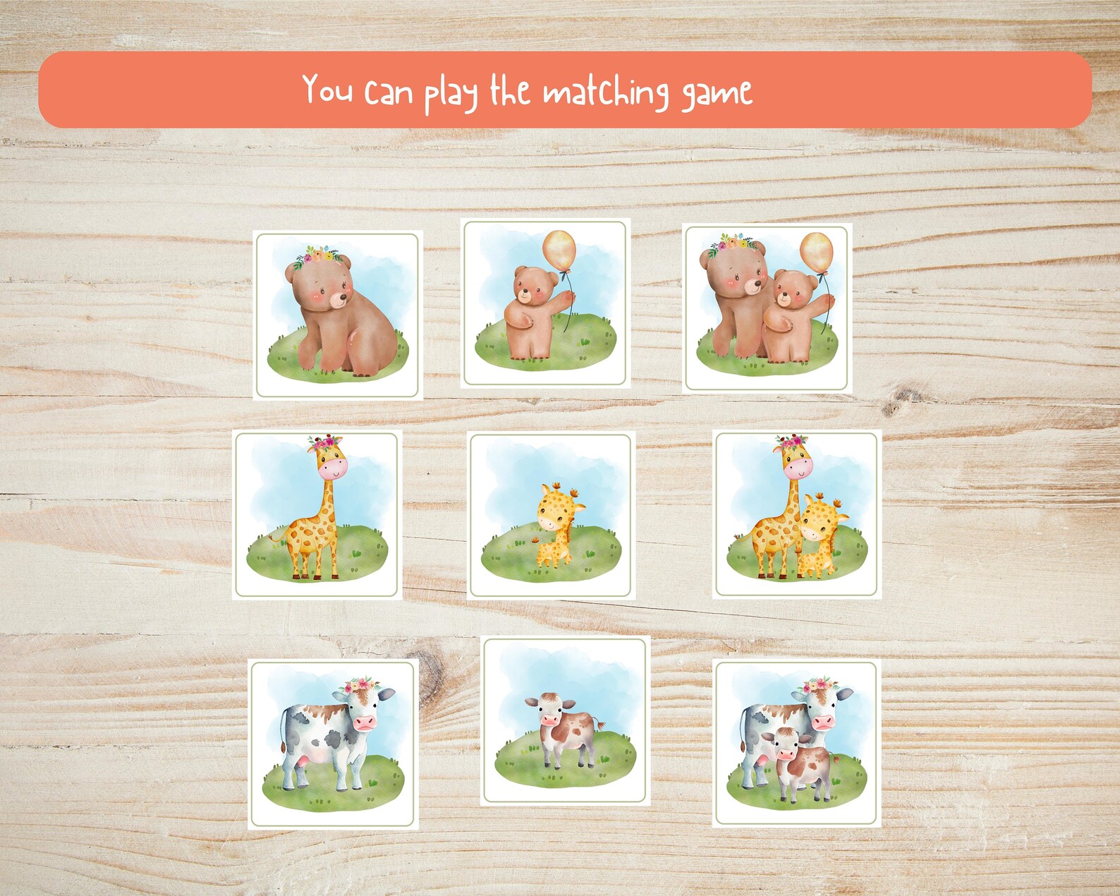 Adorable Baby and Mom Animals Matching Cards Educational - Etsy