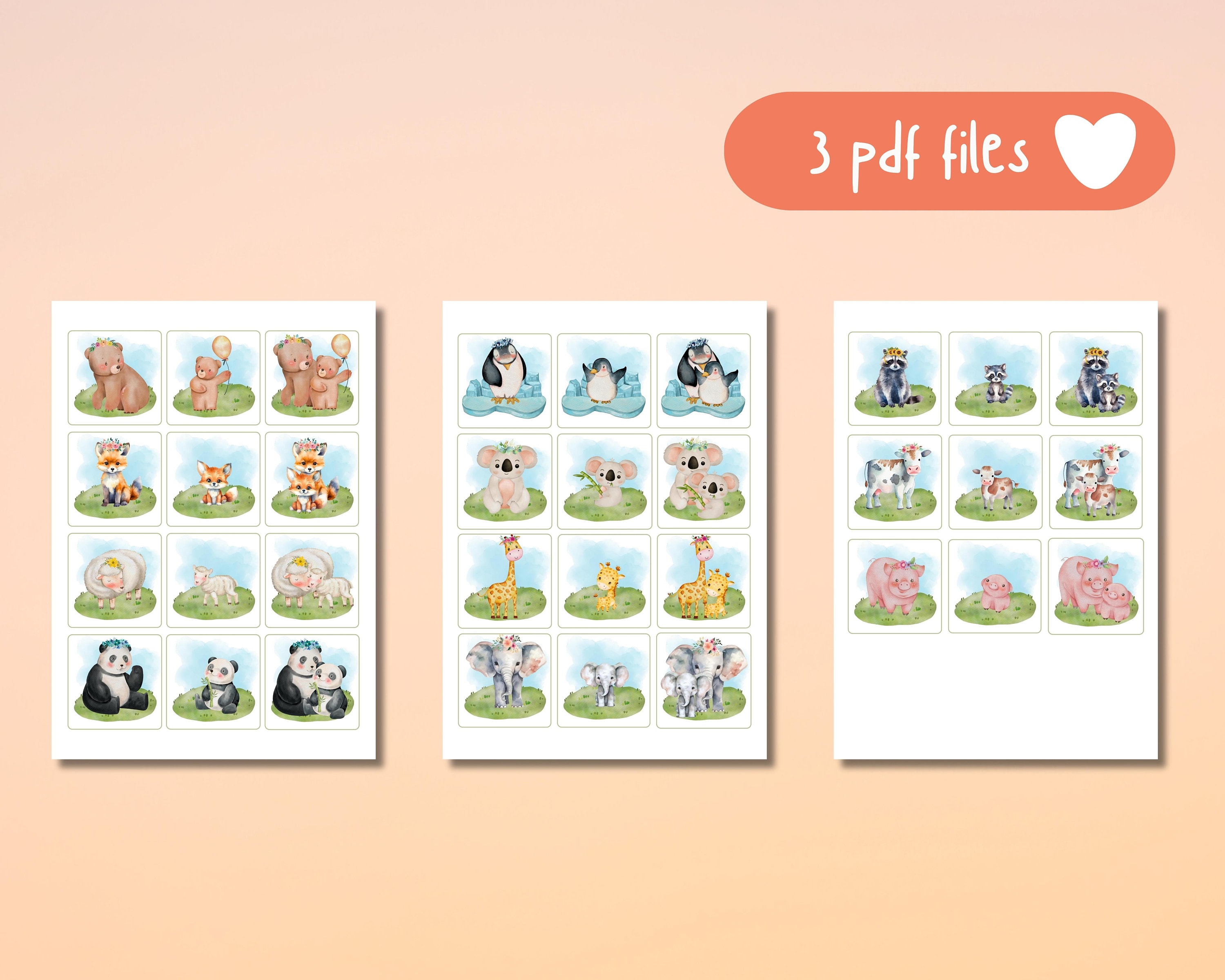 Adorable Baby and Mom Animals Matching Cards Educational - Etsy