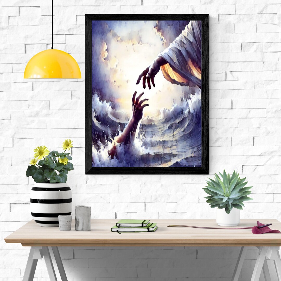 Jesus Helping Peter Walk on Water, Christian Wall Art Faith and Trust ...