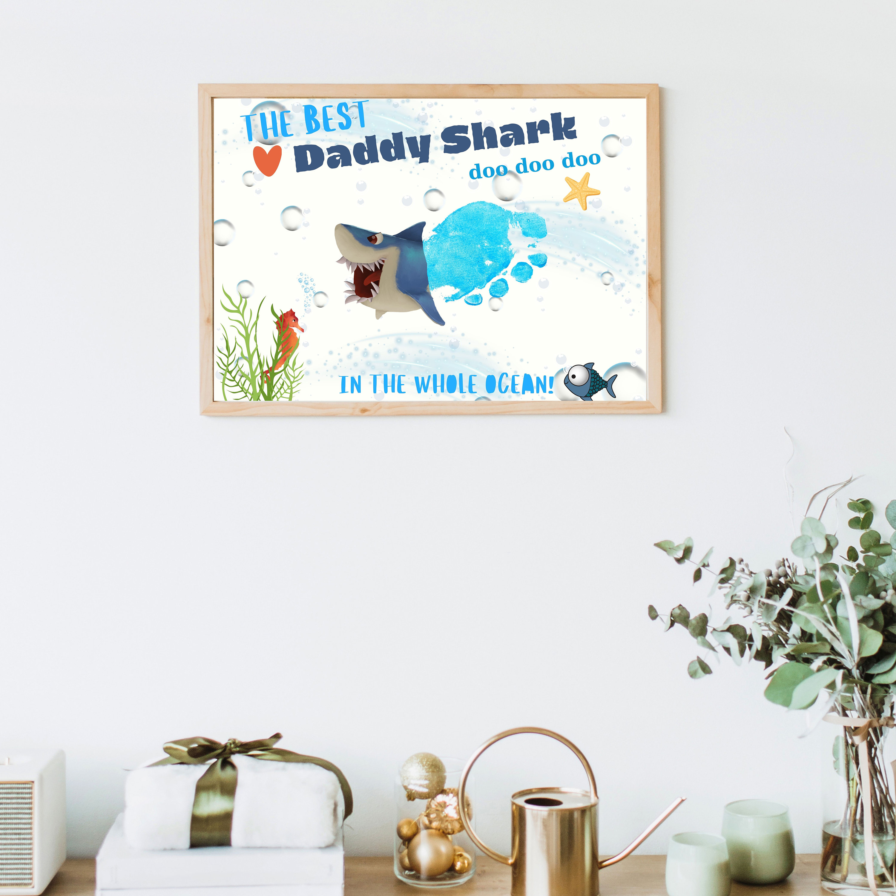 Best Daddy Shark Printable, Footprint Handprint Art Craft Dad Father's ...