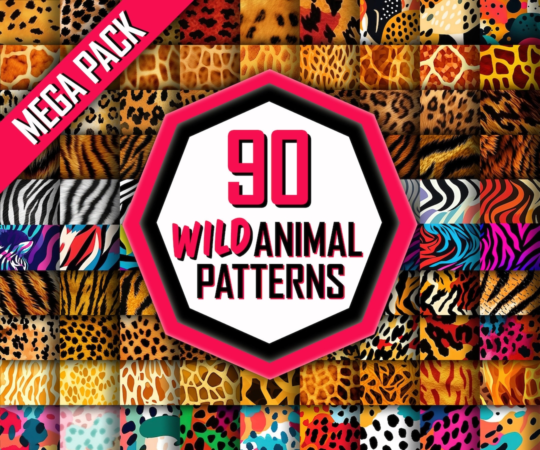 90 Wild Animal Patterns Bundle With Cheetah, Giraffe, Leopard, Tiger ...