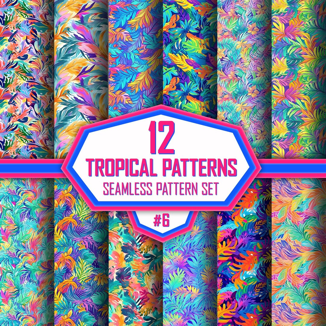 Instant Download Seamless Stylized Tropics Patterns Preppy - Etsy