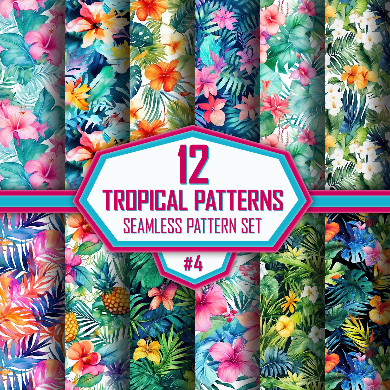 48 Tropical Seamless Patterns Bundle, Commercial Use, Digital Download ...