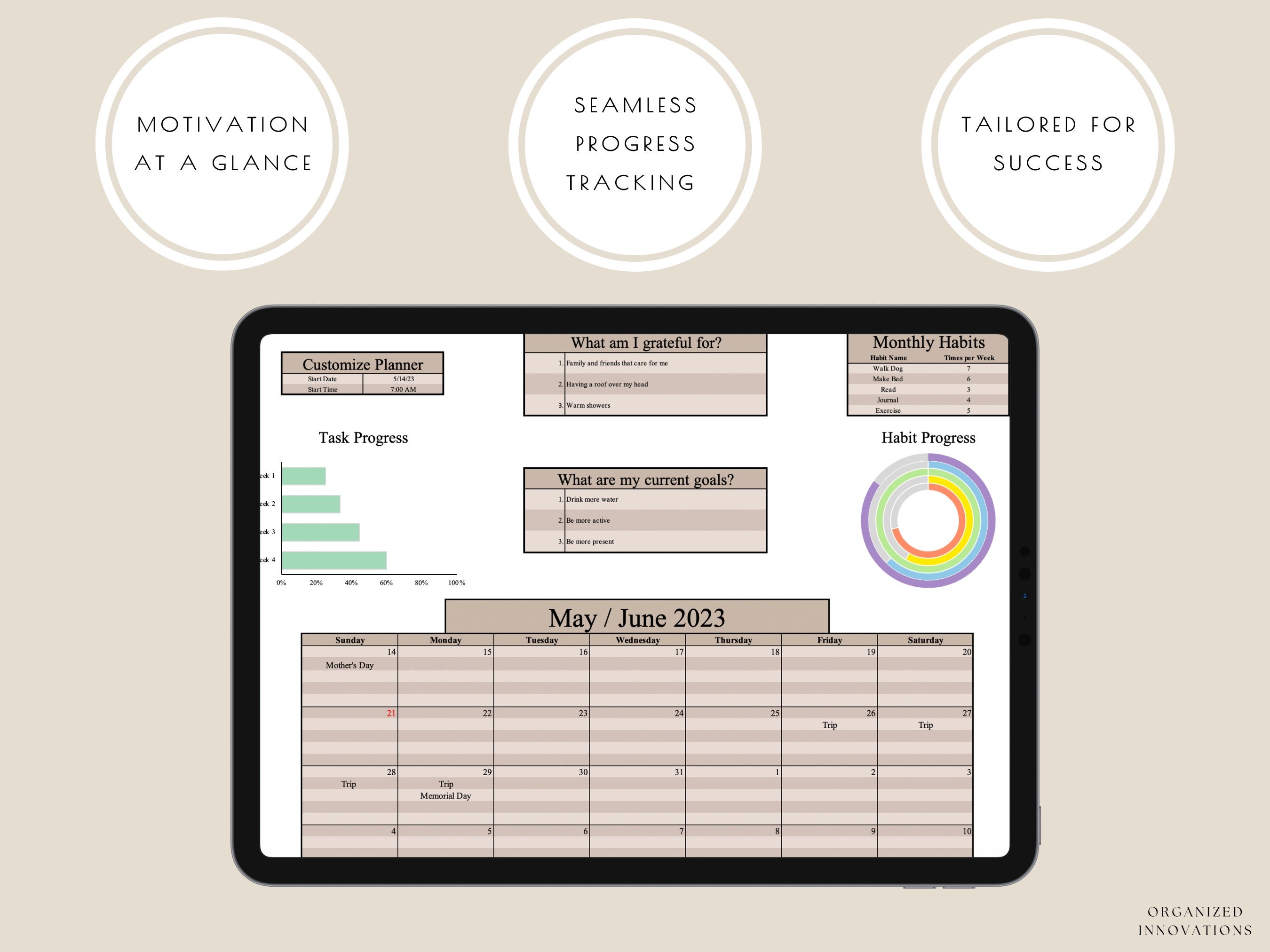 Digital Planner Excel Template | Personal Planner | Daily Planner ...