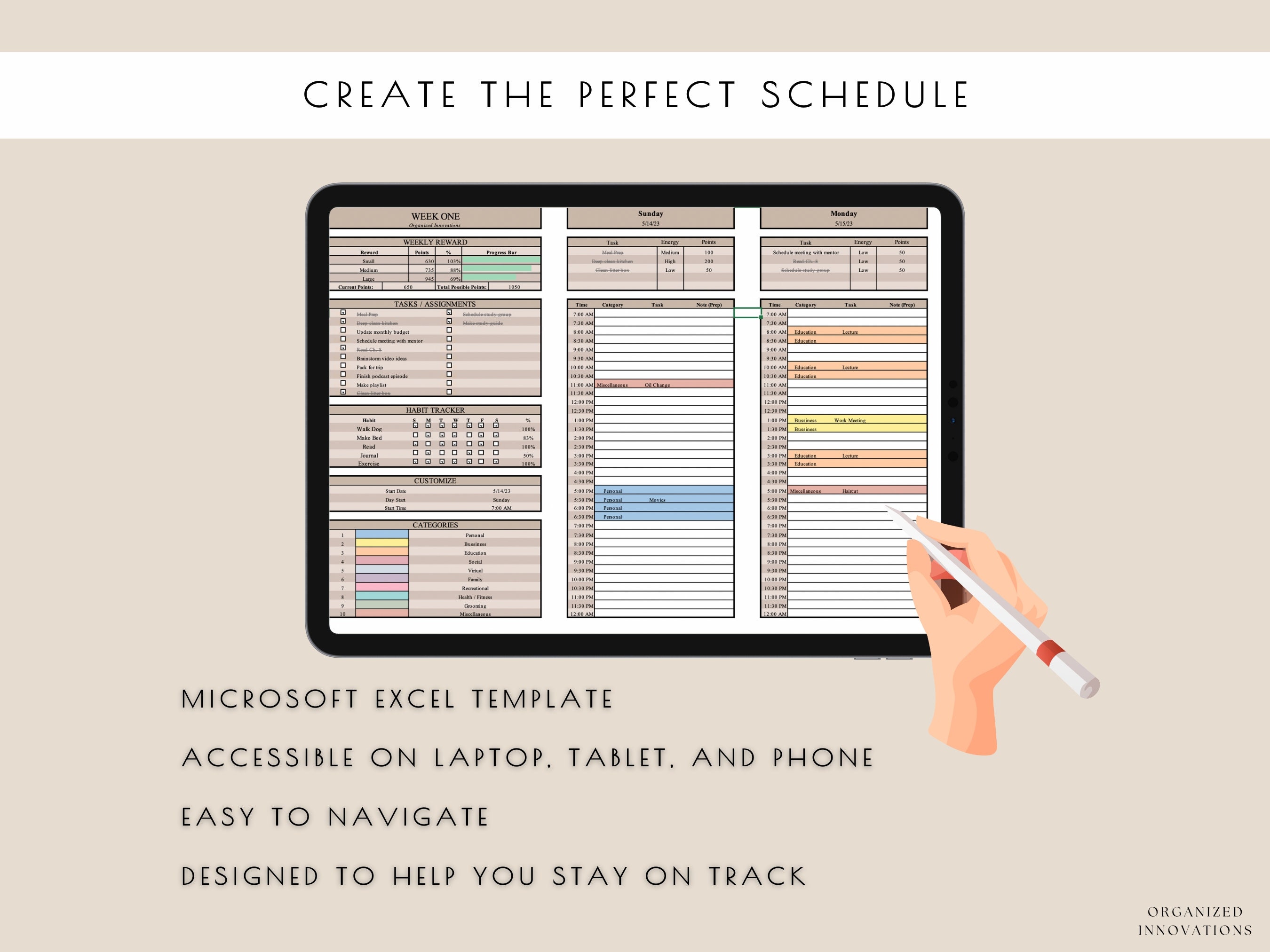Digital Planner Excel Template | Personal Planner | Daily Planner ...