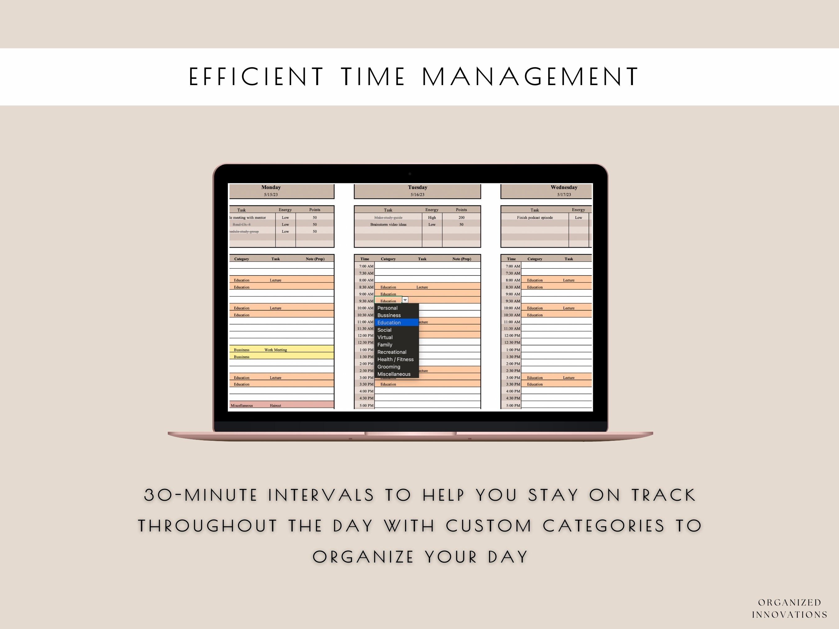 Digital Planner Excel Template | Personal Planner | Daily Planner ...