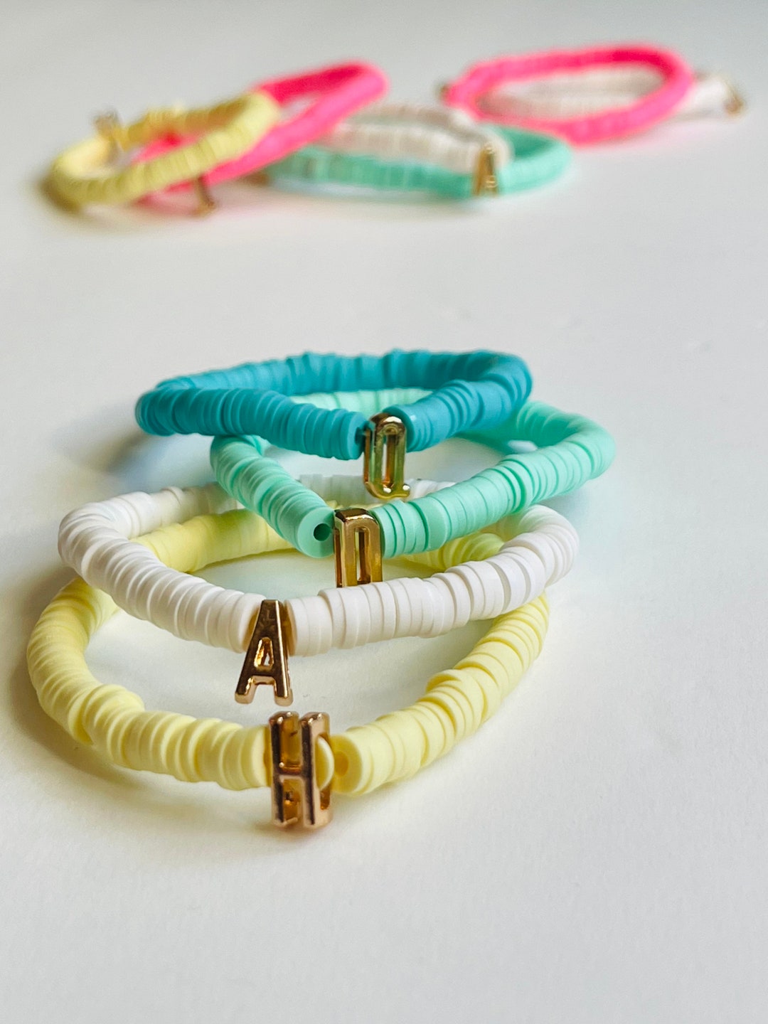 CUSTOM Name CLAY BEAD Bracelet - Etsy