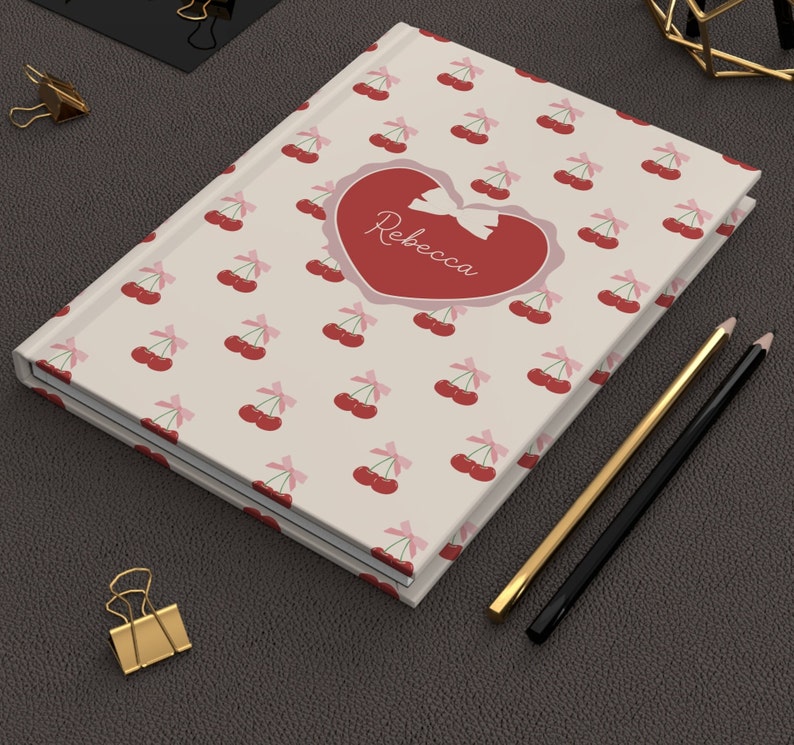 Custom Name Coquette Journal Cherry Notebook Personalized Coquette Gift ...