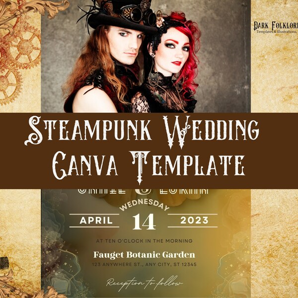 Steampunk Wedding Invitation Template - Etsy Australia