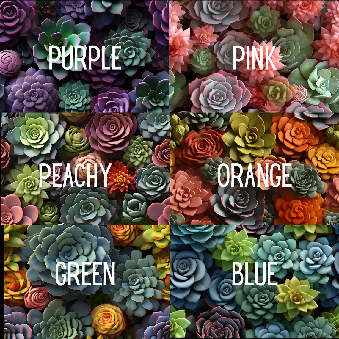 Seamless 3D Succulents Digital Paper Pattern Digital Download - Etsy