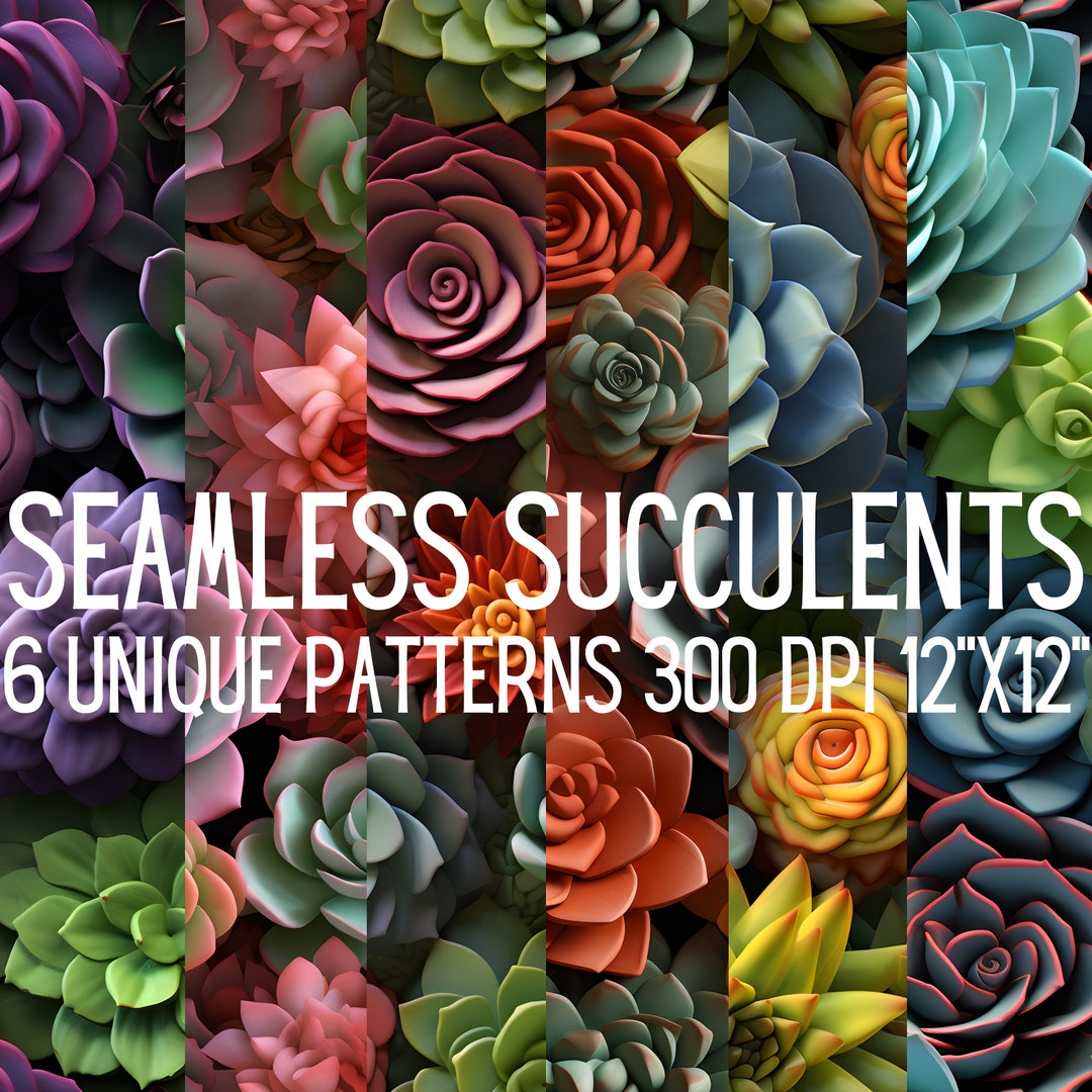 Seamless 3D Succulents Digital Paper Pattern Digital Download - Etsy