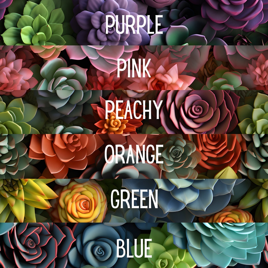 Seamless 3D Succulents Digital Paper Pattern Digital Download - Etsy