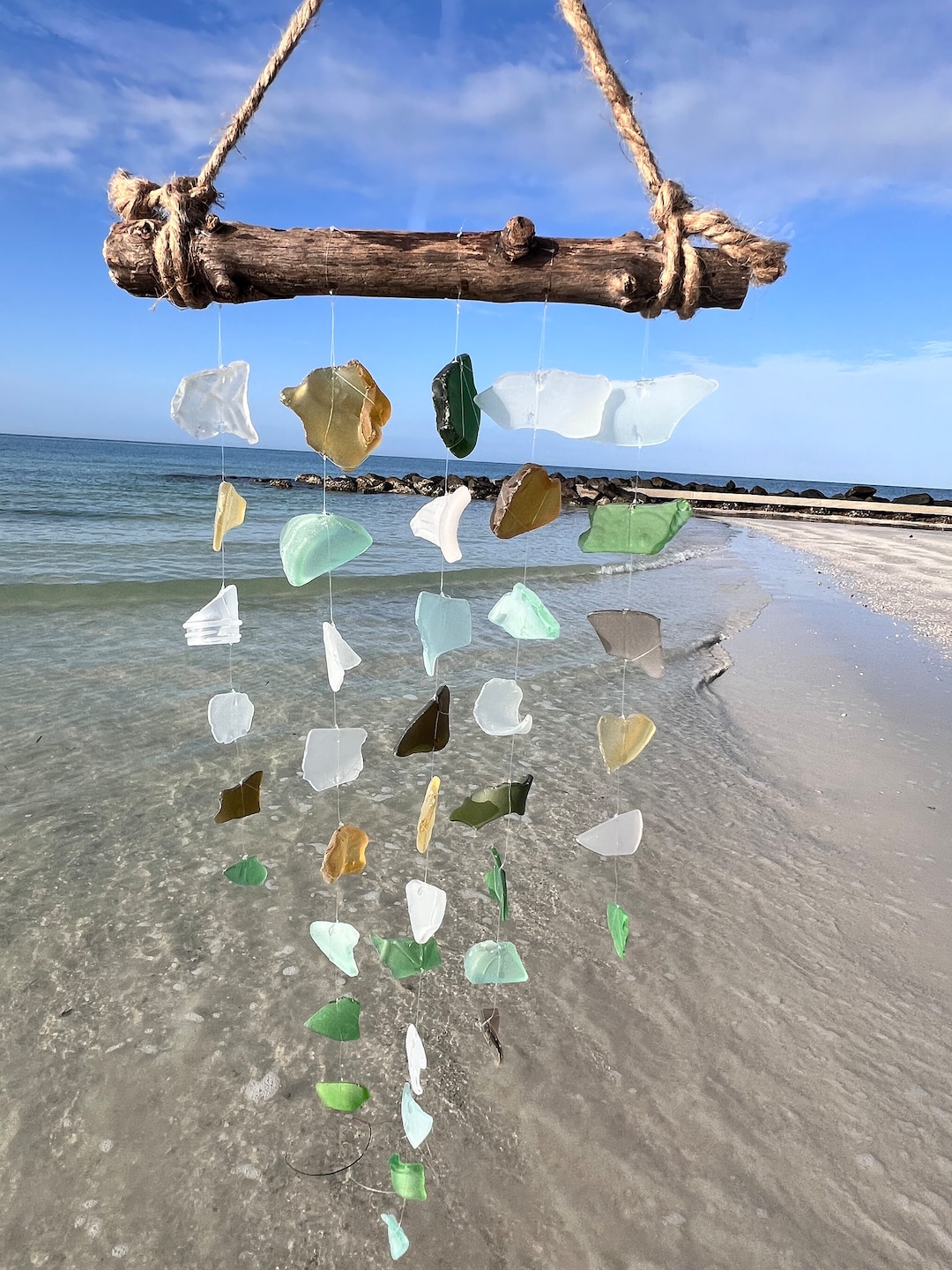 Sea Glass Wind Chime- Neutral Mix - Etsy
