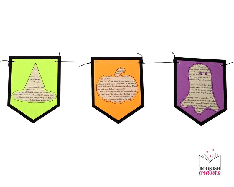 Halloween Book Pennant Garland Pattern | DIY Banner Template ...
