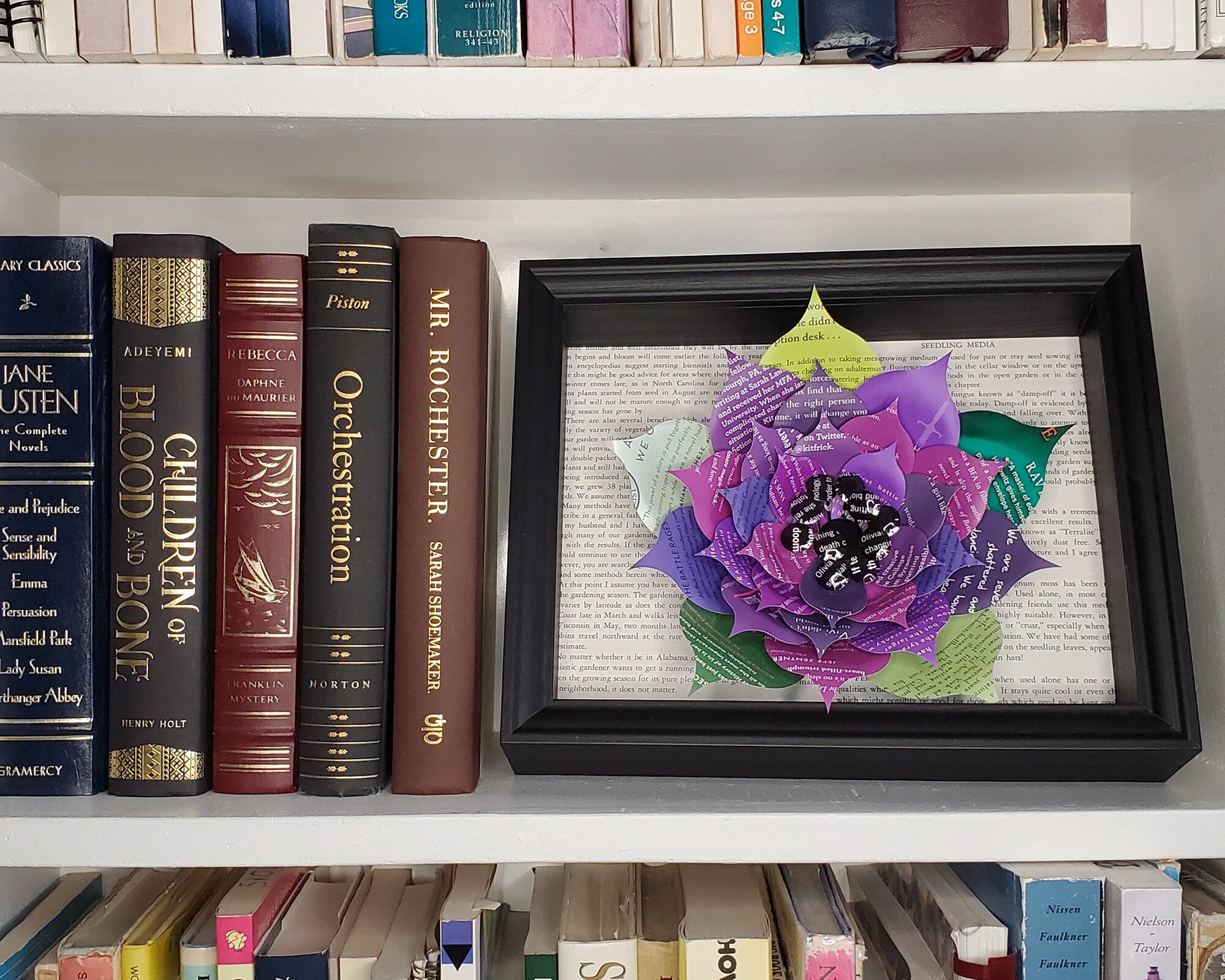 Book Jacket Paper Flower Art Framed Flower Book Art Framed - Etsy