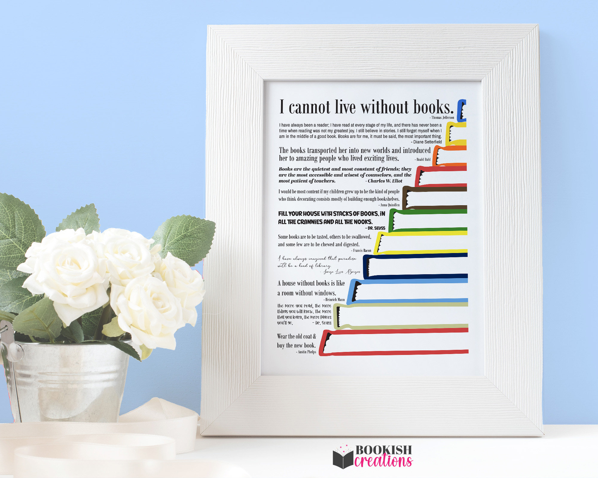 I Cannot Live Without Books Quote Poster PDF: Literary Wall Art ...
