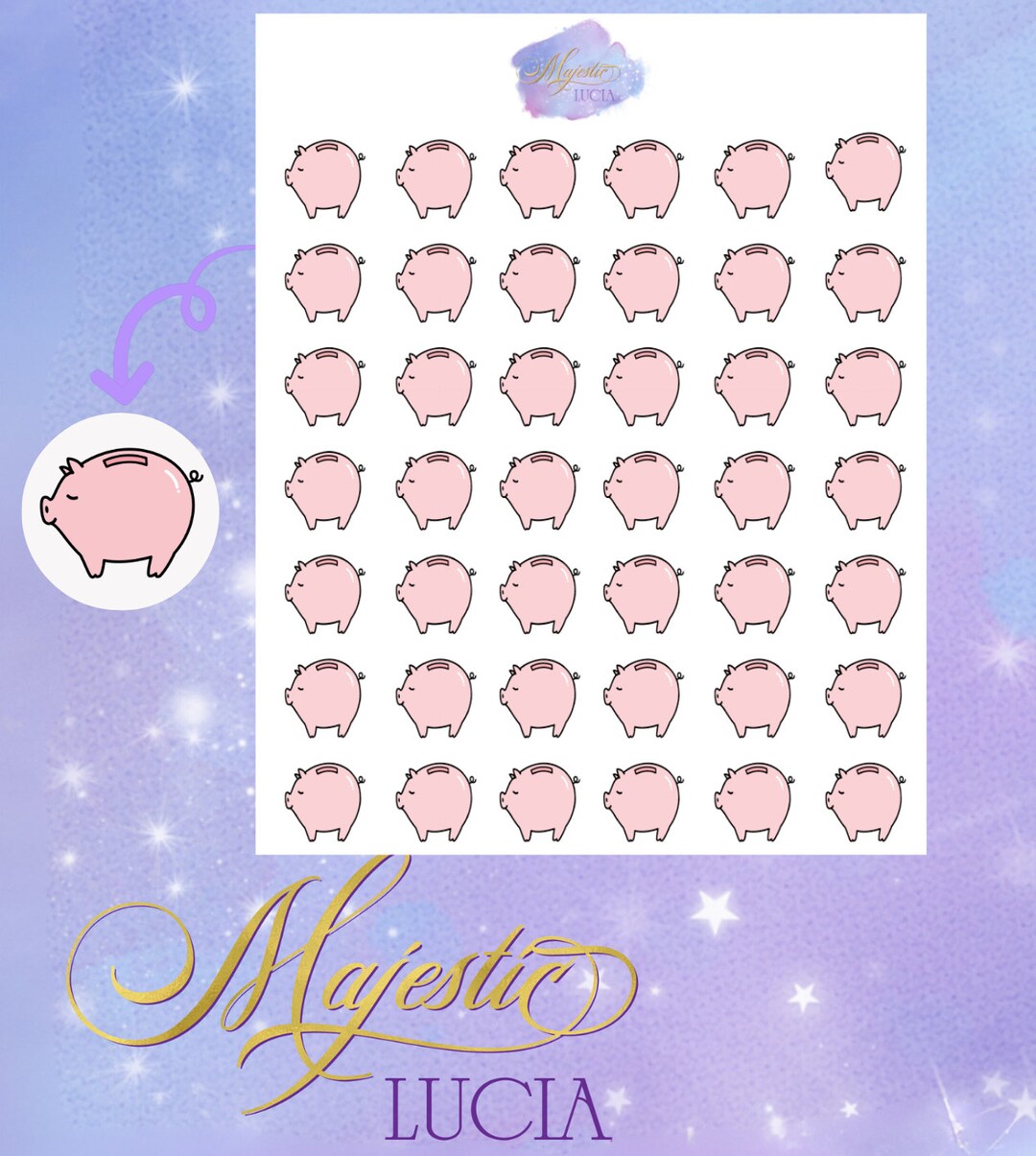 Piggy Bank Icon Planner Sticker Pack Budget Planner Sticker Saving ...