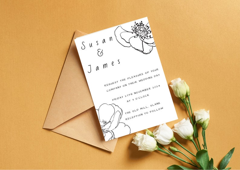 Minimalist Wedding Invitation Wedding Invitation Template - Etsy