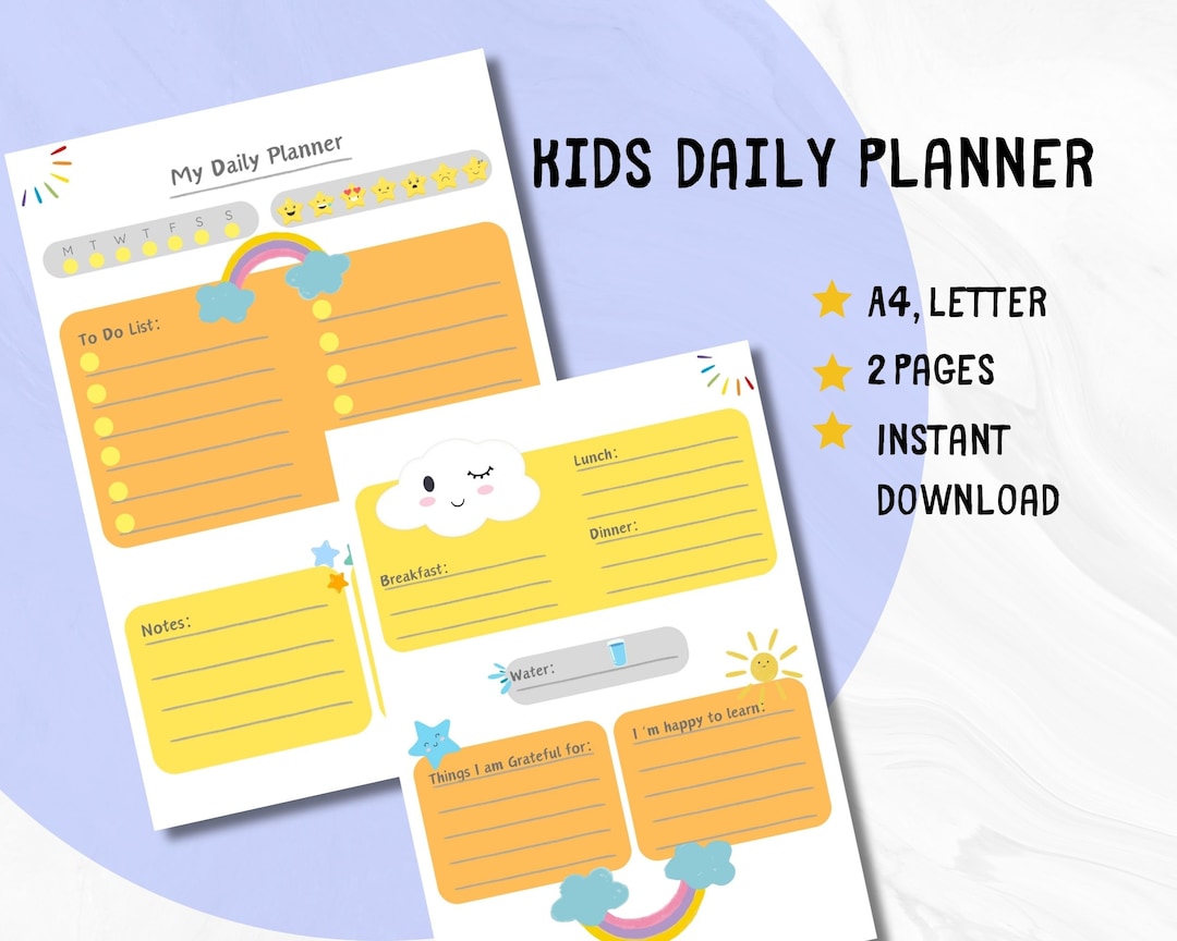 Kids Daily Planner Kids Daily Printable Planner for Children Digital ...