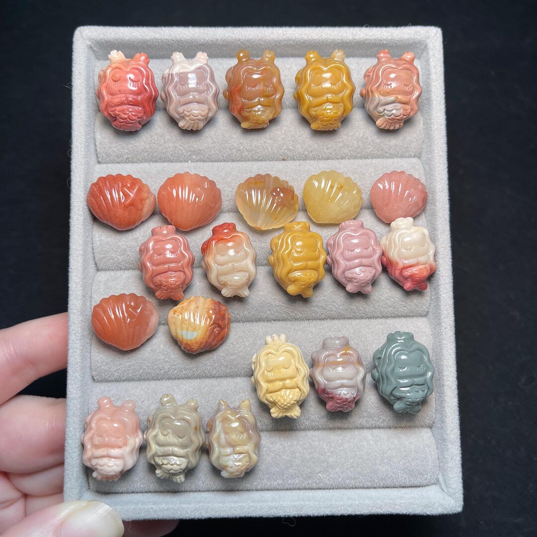 Bead Charms, Natural Carved Agate: Mermaid & Shell, DIY Supply - Etsy
